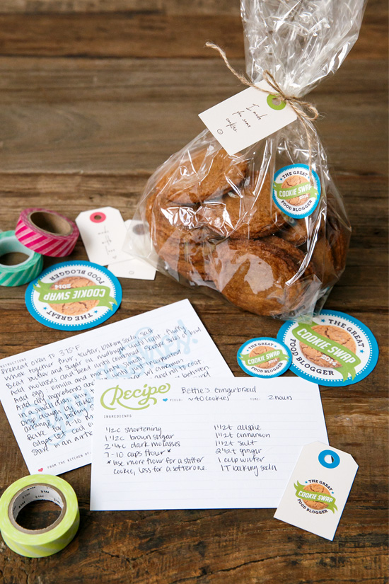 Cookie Printable Recipe Cards Large Hugs & Holly Gingerbread Cookie