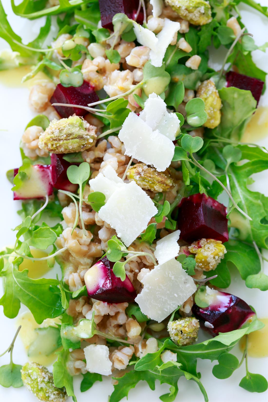 Roasted Beet and Farro Salad with Citrus Vinaigrette | Love and Olive Oil
