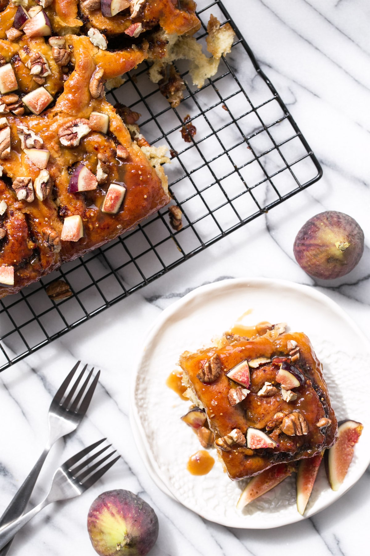 Fig Sticky Buns with Caramel Glaze | Love and Olive Oil