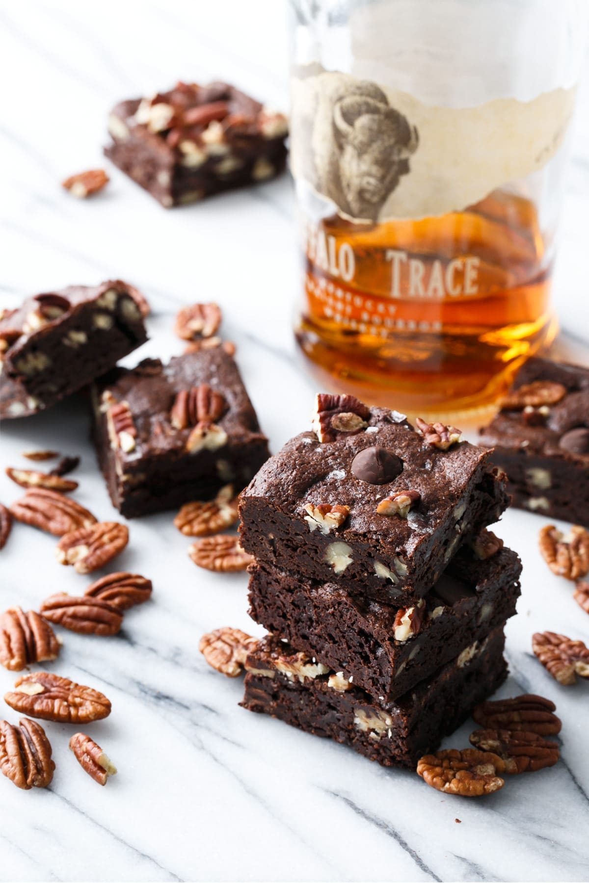 Bourbon Pecan Fudge Brownies | Love and Olive Oil