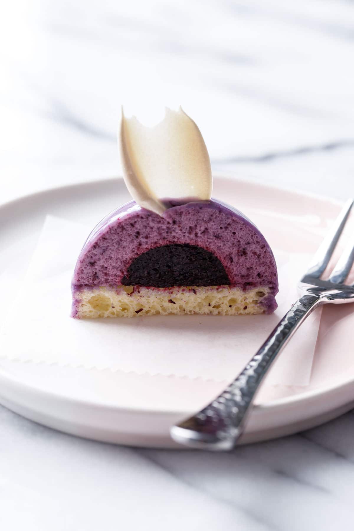 Mini Blueberry Mousse Cakes with Mirror Glaze | Love and Olive Oil