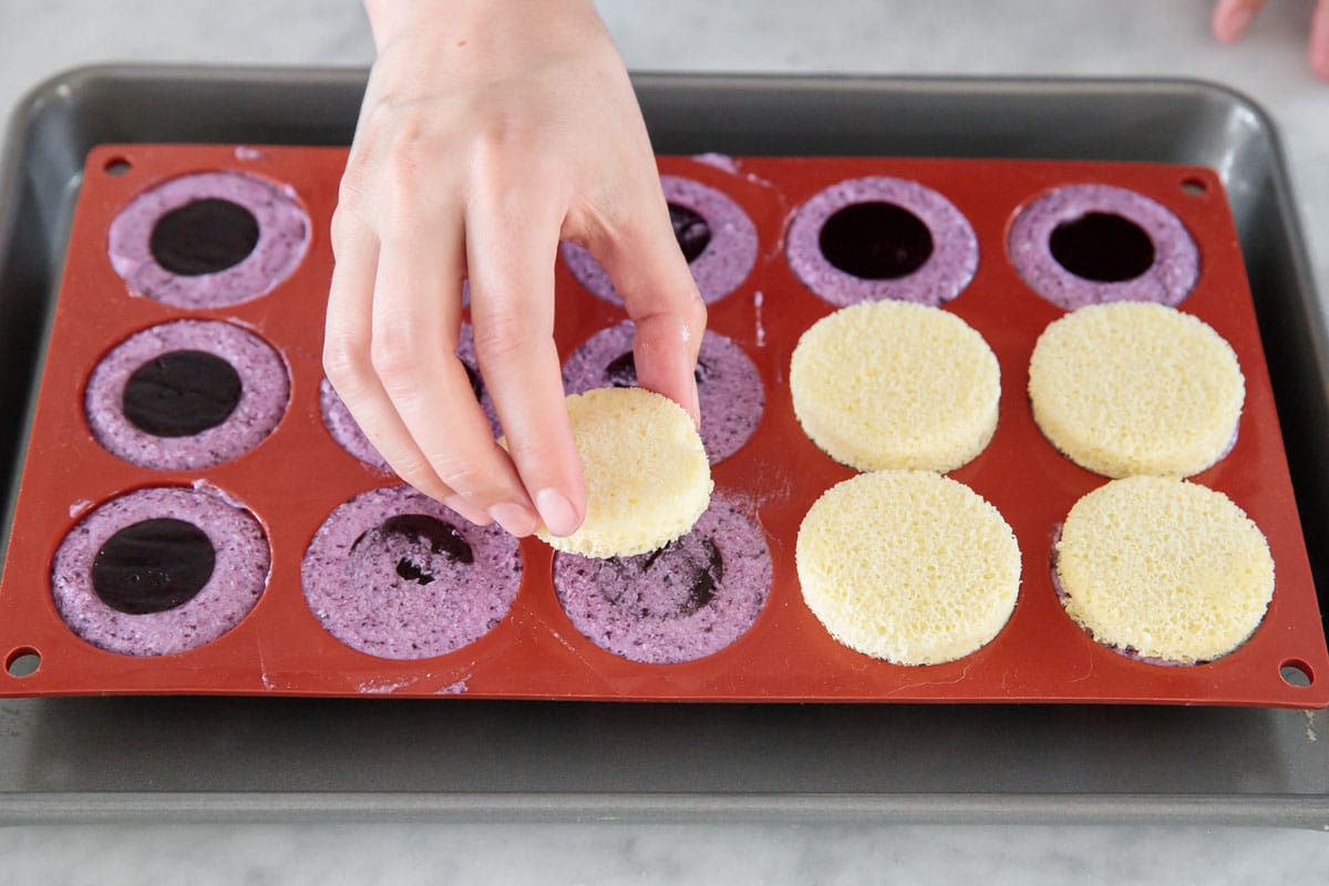 Mini Blueberry Mousse Cakes with Mirror Glaze | Love and Olive Oil