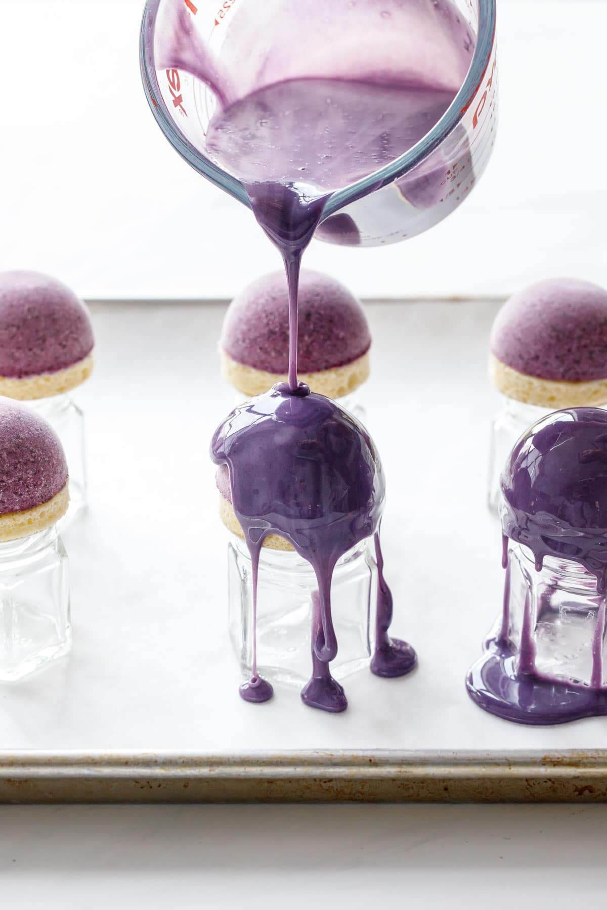 Mini Blueberry Mousse Cakes with Mirror Glaze | Love and Olive Oil