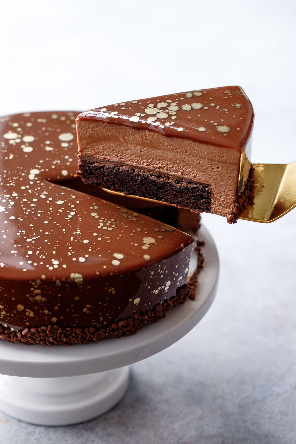 Nutella Brownie Mousse Cake with Milk Chocolate Mirror Glaze | Love and ...