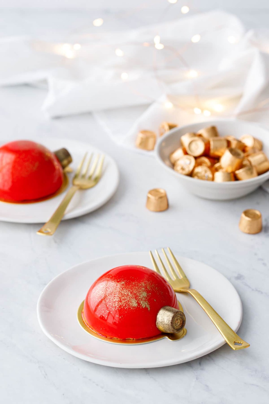 Mirror Glaze Christmas Ornament Cakes | Love and Olive Oil