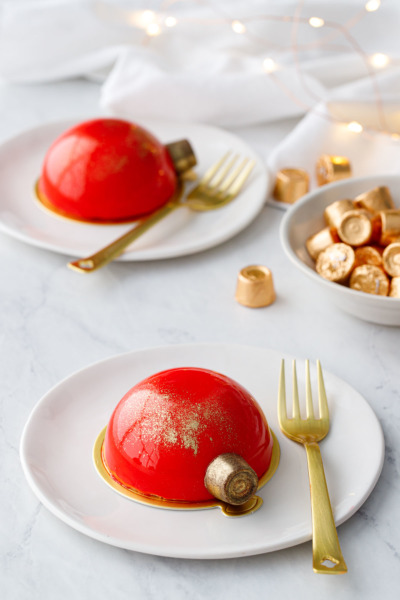 Mirror Glaze Christmas Ornament Cakes | Love and Olive Oil