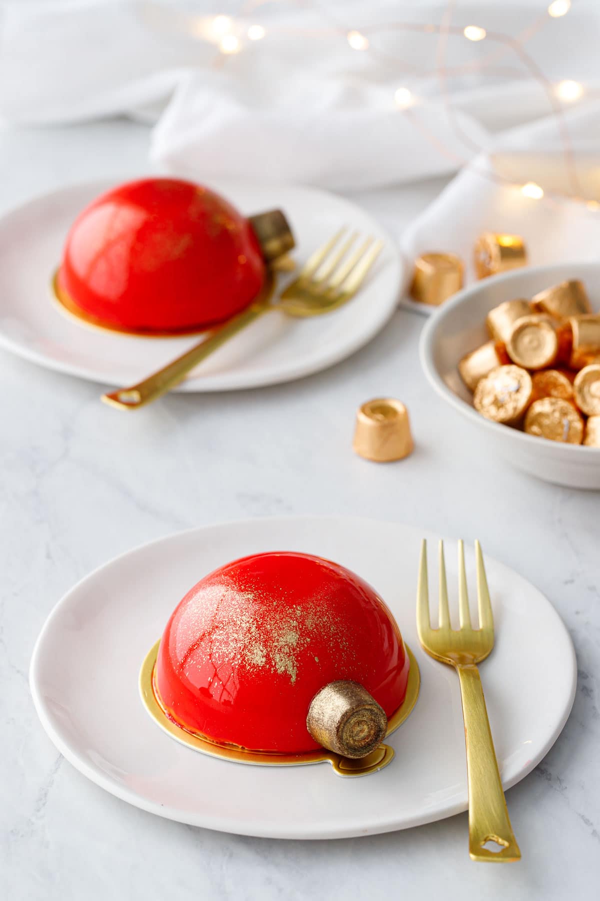 Mirror Glaze Christmas Ornament Cakes | Love and Olive Oil