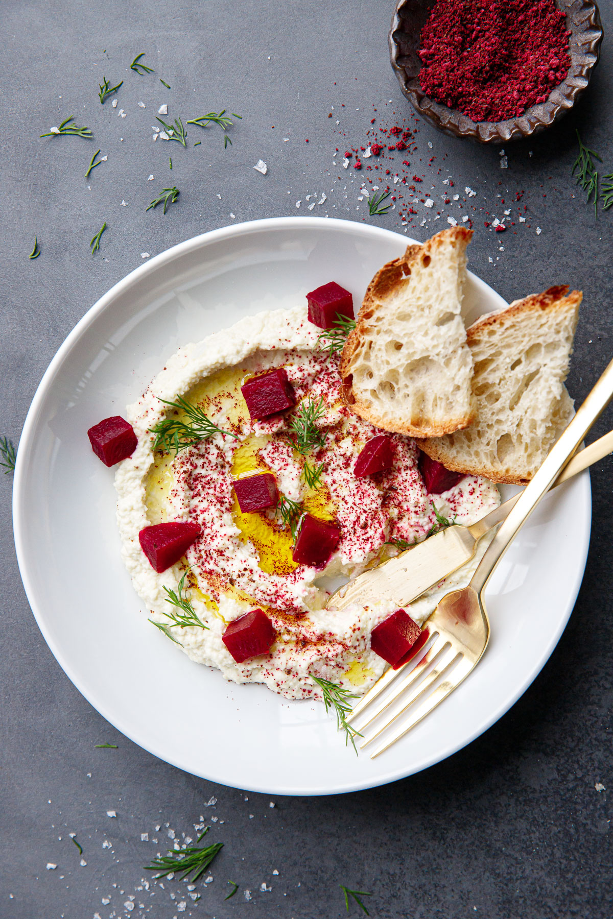 Whipped Almond Dip with Pickled Beets & Sourdough | Love and Olive Oil