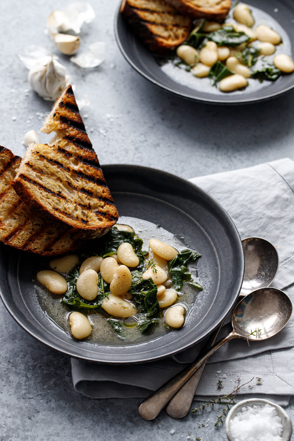 Brothy Beans & Greens with Grilled Bread | Love and Olive Oil
