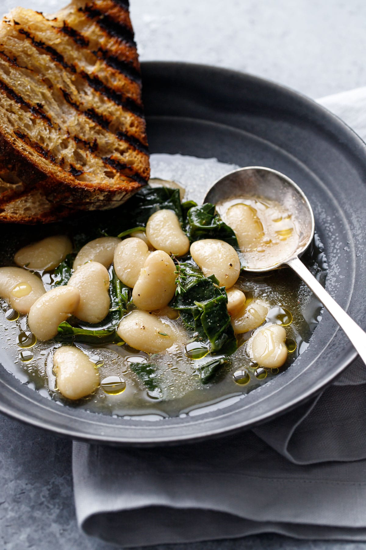 Brothy Beans & Greens with Grilled Bread | Love and Olive Oil