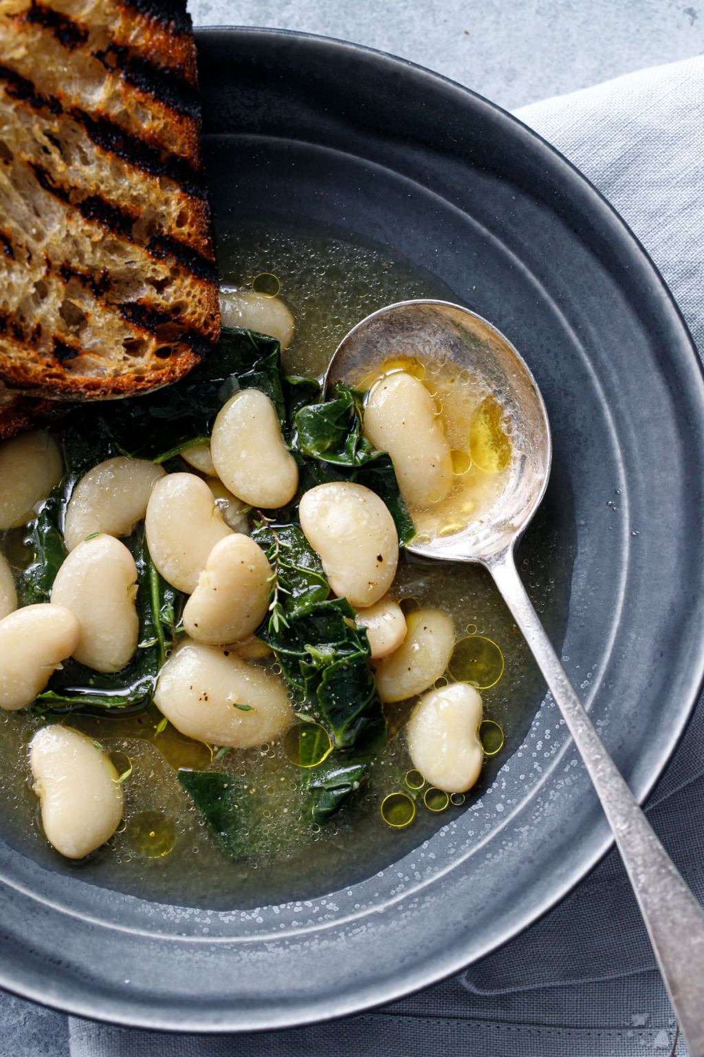 Brothy Beans & Greens with Grilled Bread | Love and Olive Oil