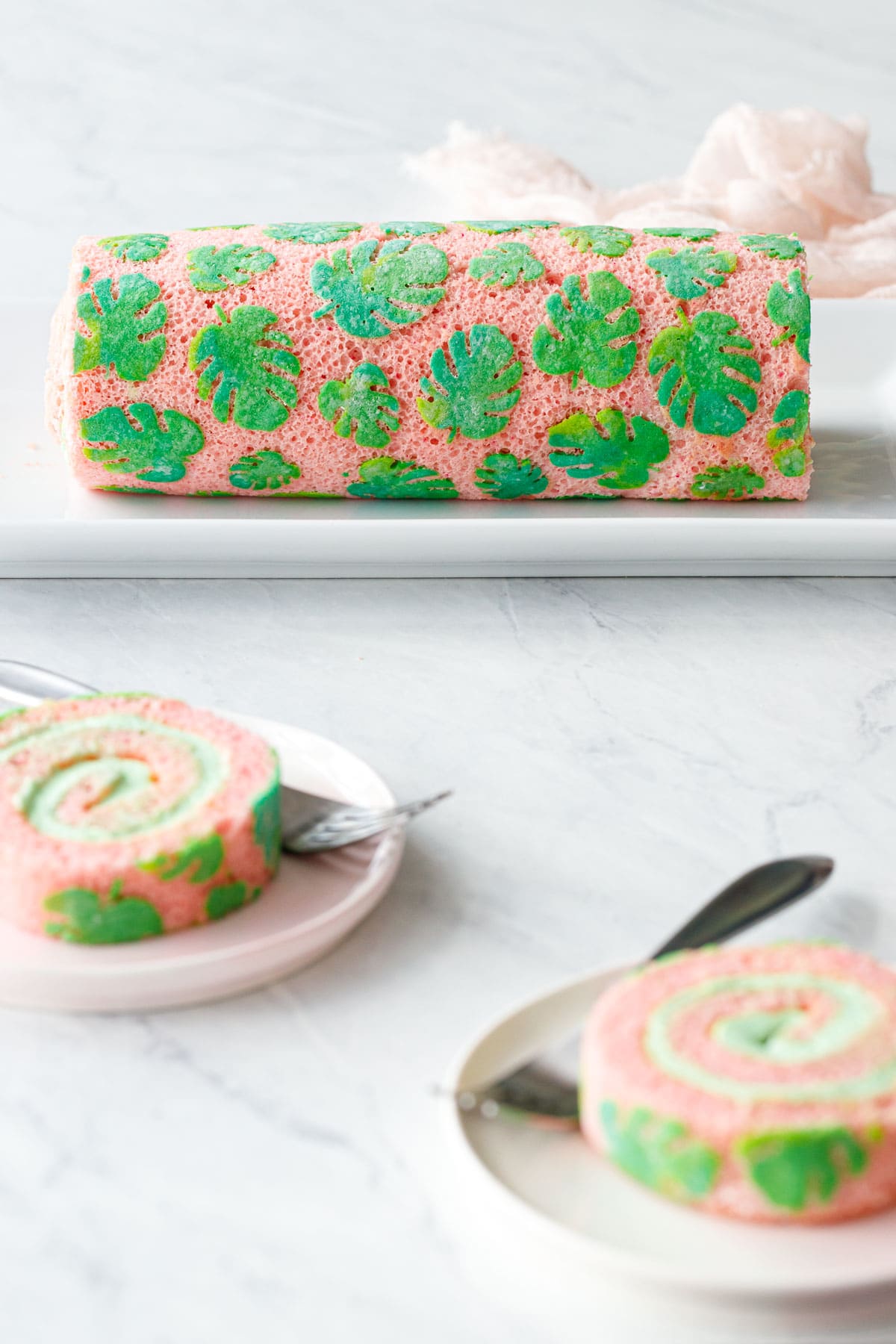 Monstera Cake Roll with Pandan Whipped Cream & Kaya | Love and Olive Oil