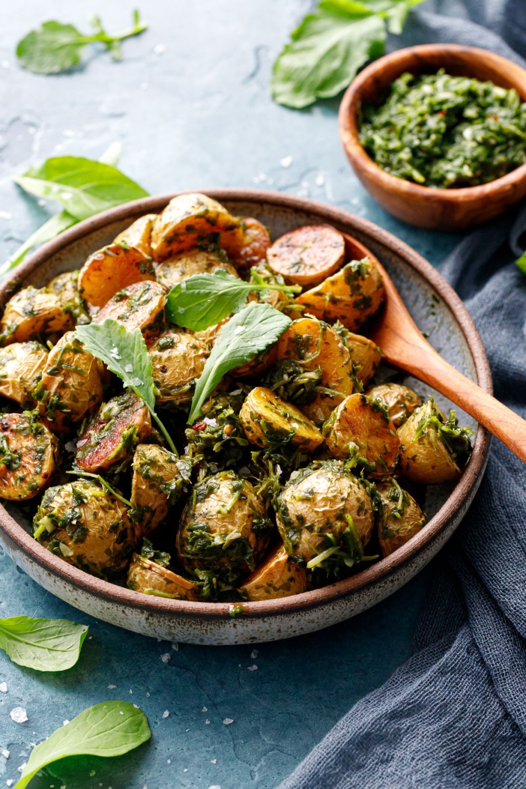 Roasted Potatoes with Arugula Chimichurri | Love and Olive Oil