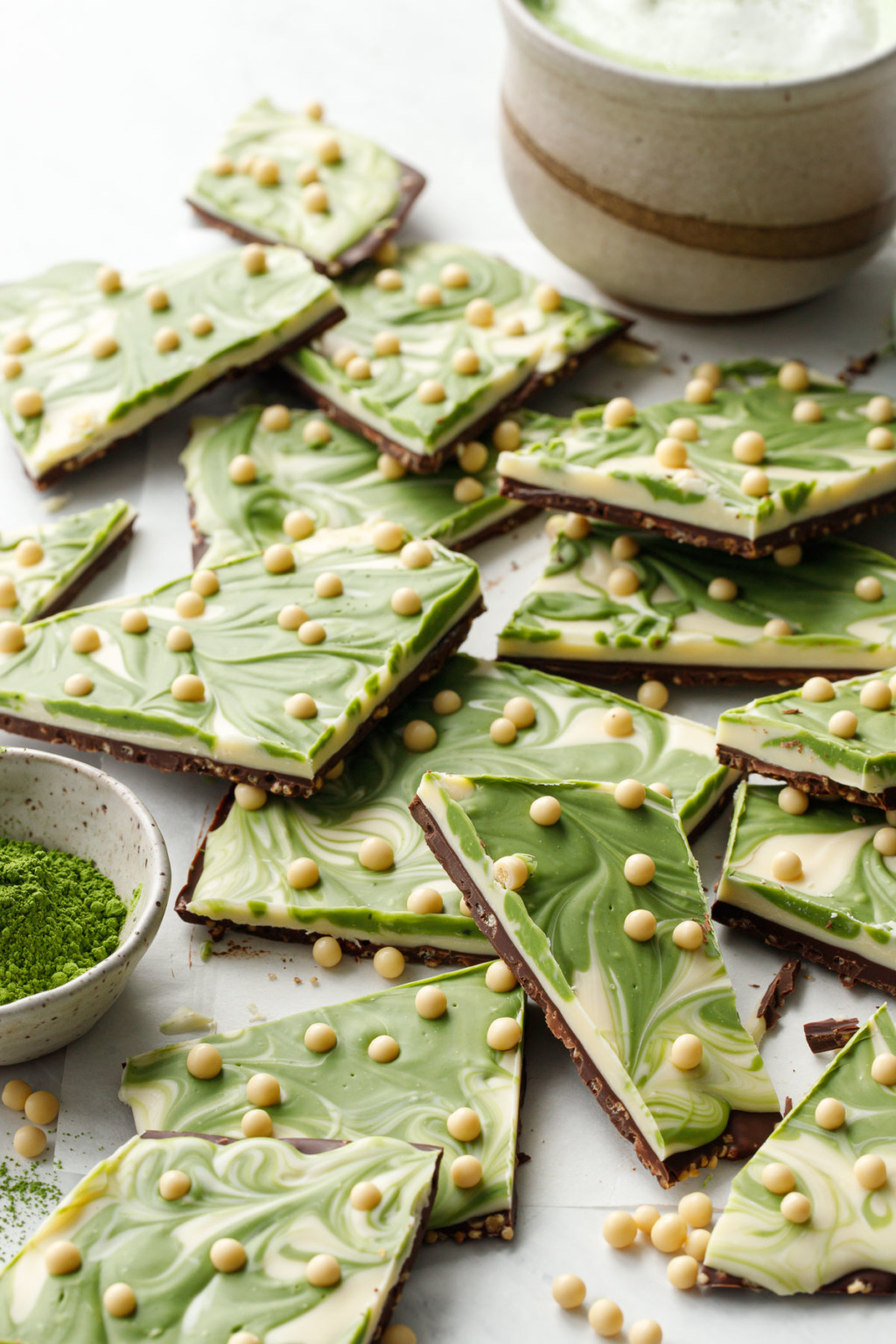 Matcha White Chocolate Crunch Bark | Love and Olive Oil