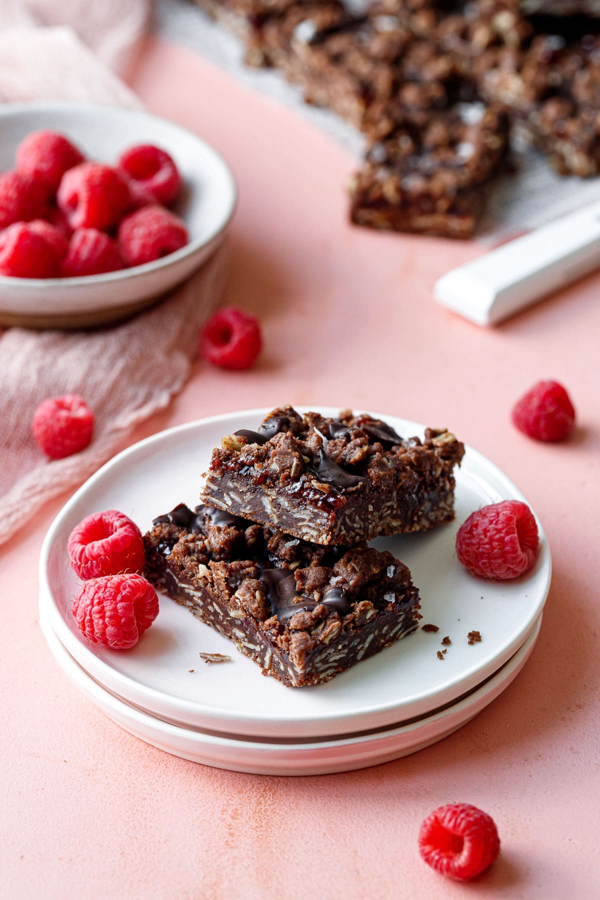 Chocolate Raspberry Crumb Bars | Love and Olive Oil