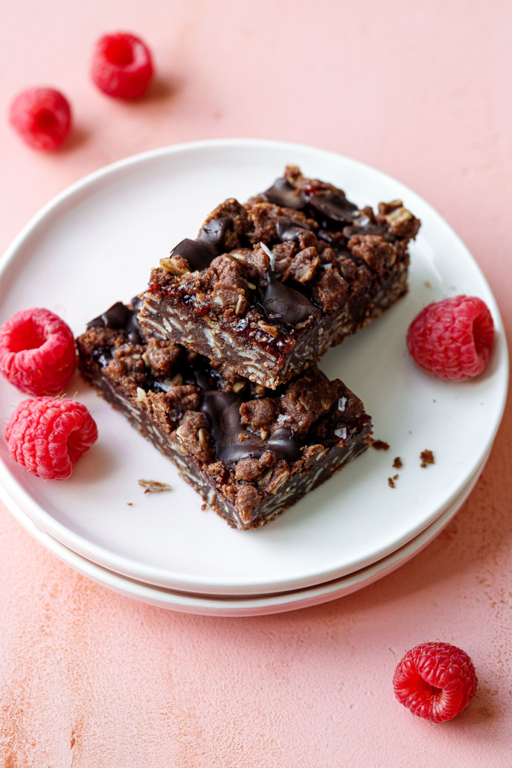 Chocolate Raspberry Crumb Bars | Love and Olive Oil