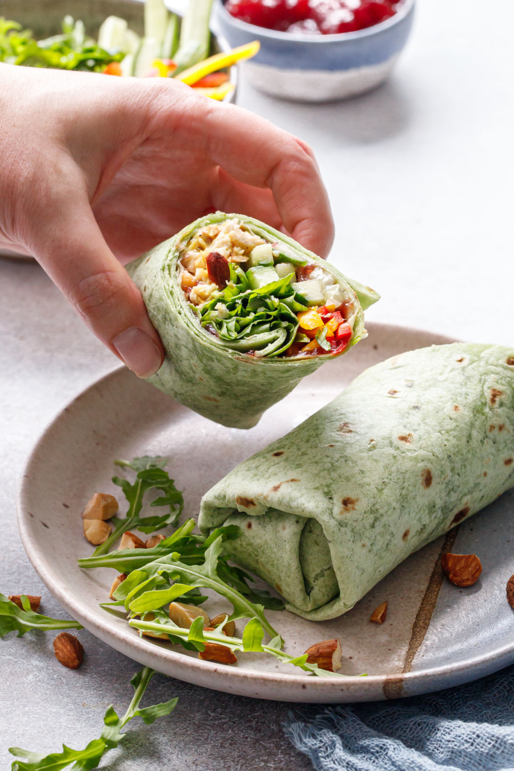 Curried Chicken, Chickpea & Arugula Wraps | Love and Olive Oil