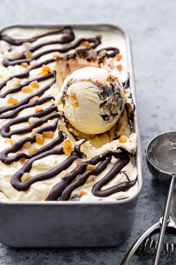 Candied Orange Ice Cream with Chocolate Fudge Swirl (Crema del Doge ...