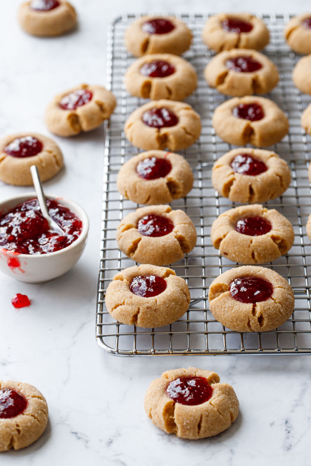 Peanut Butter & Jam Thumbprint Cookies | Love and Olive Oil