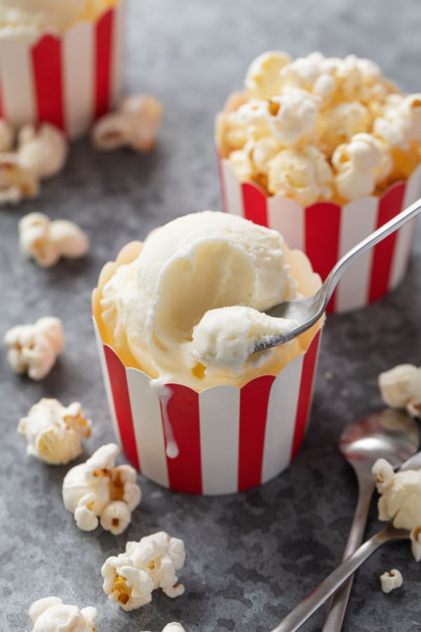 Buttered Popcorn Ice Cream (Eggless!) | Love and Olive Oil