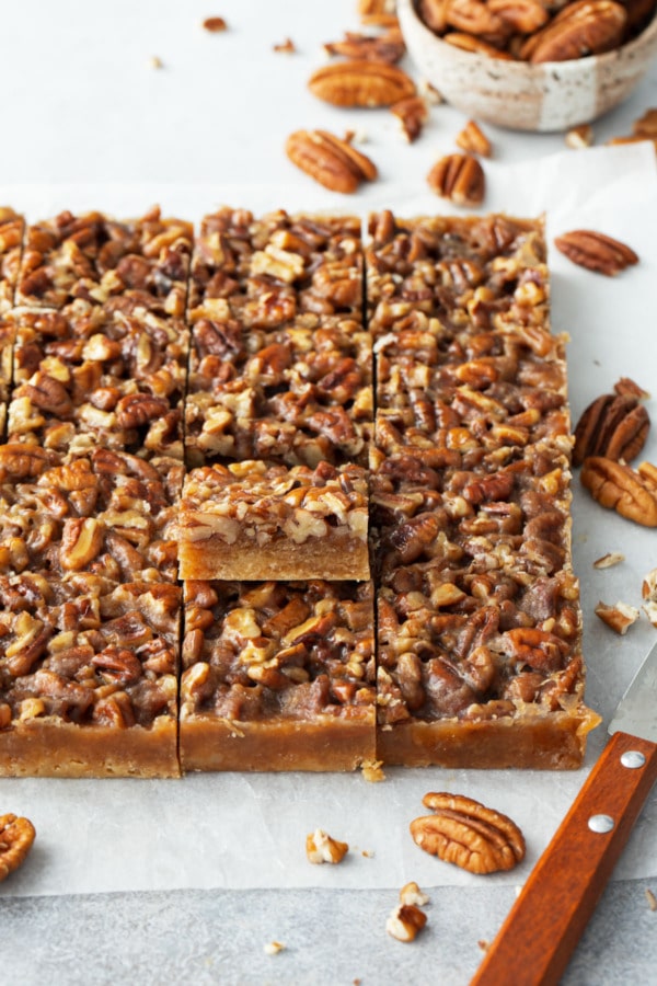 Pecan Pie Shortbread Cookie Bars | Love and Olive Oil